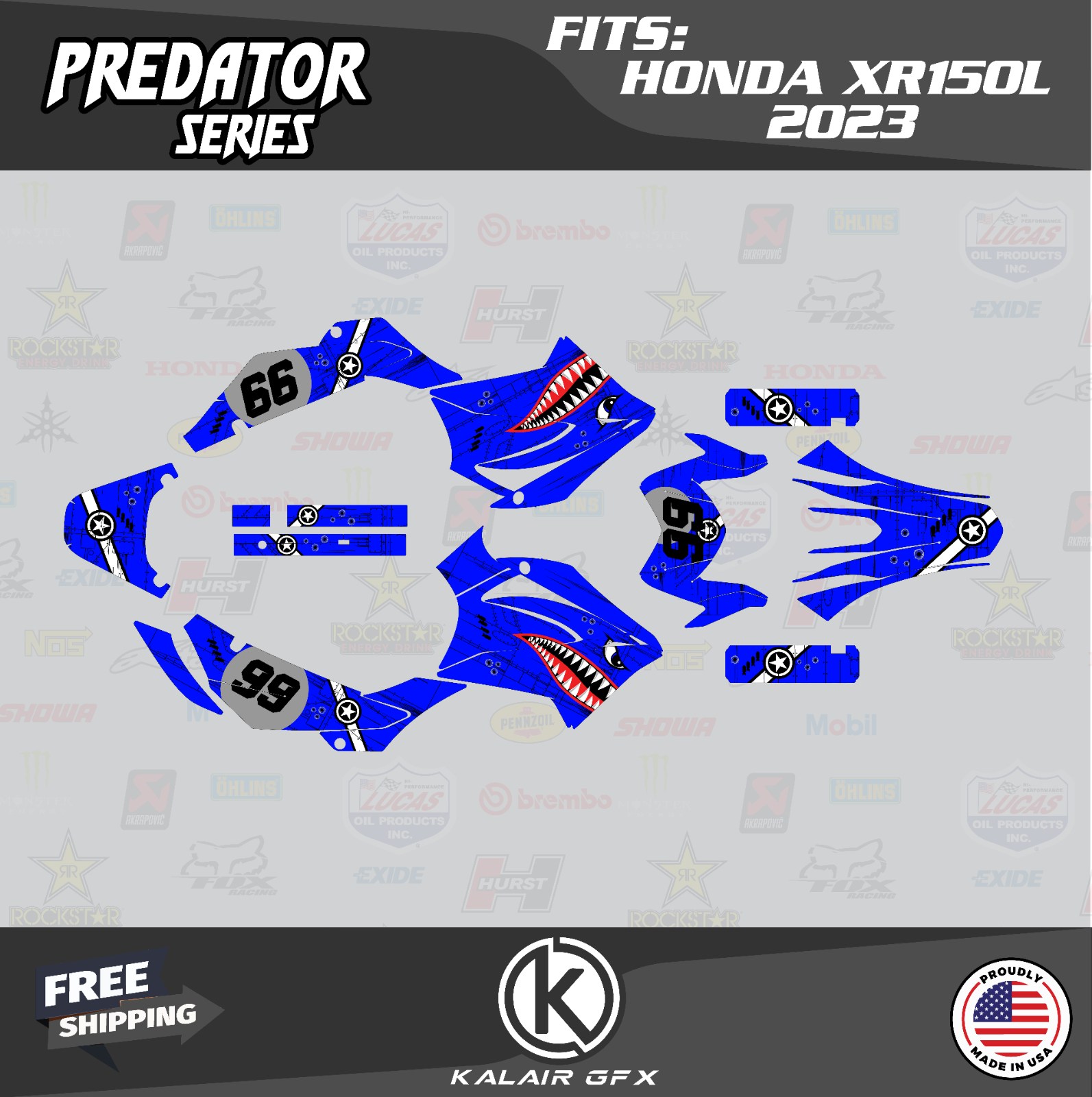 Graphics Decal Kit for Honda XR150L XR 125L ( 2023+) Predator Series ...