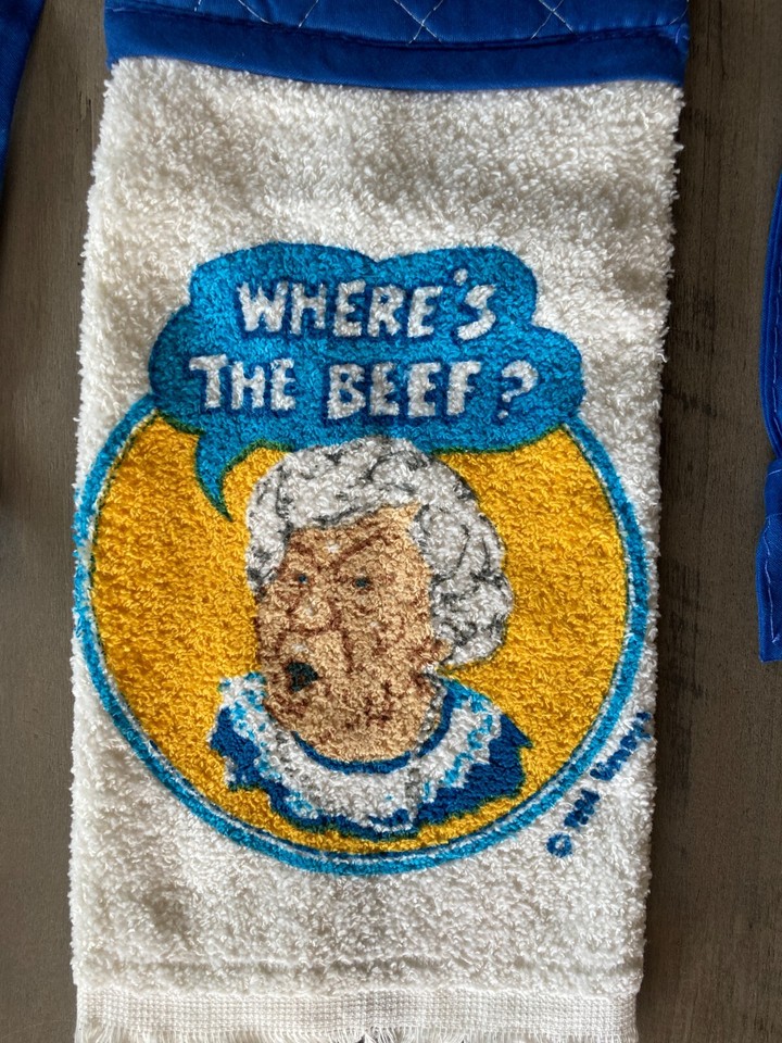 Vintage 1984 Wendy’s "Where’s The Beef?" Kitchen Towel Fringed NWT | eBay