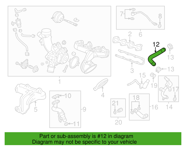 GM 2011-2021 1.4L Turbo Engine Oil Coolant Inlet Hose 55596898 Replaces ...