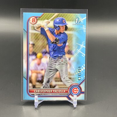 2022 1st Bowman Draft Christopher Paciolla Chicago Cubs Sky Blue /499 ...