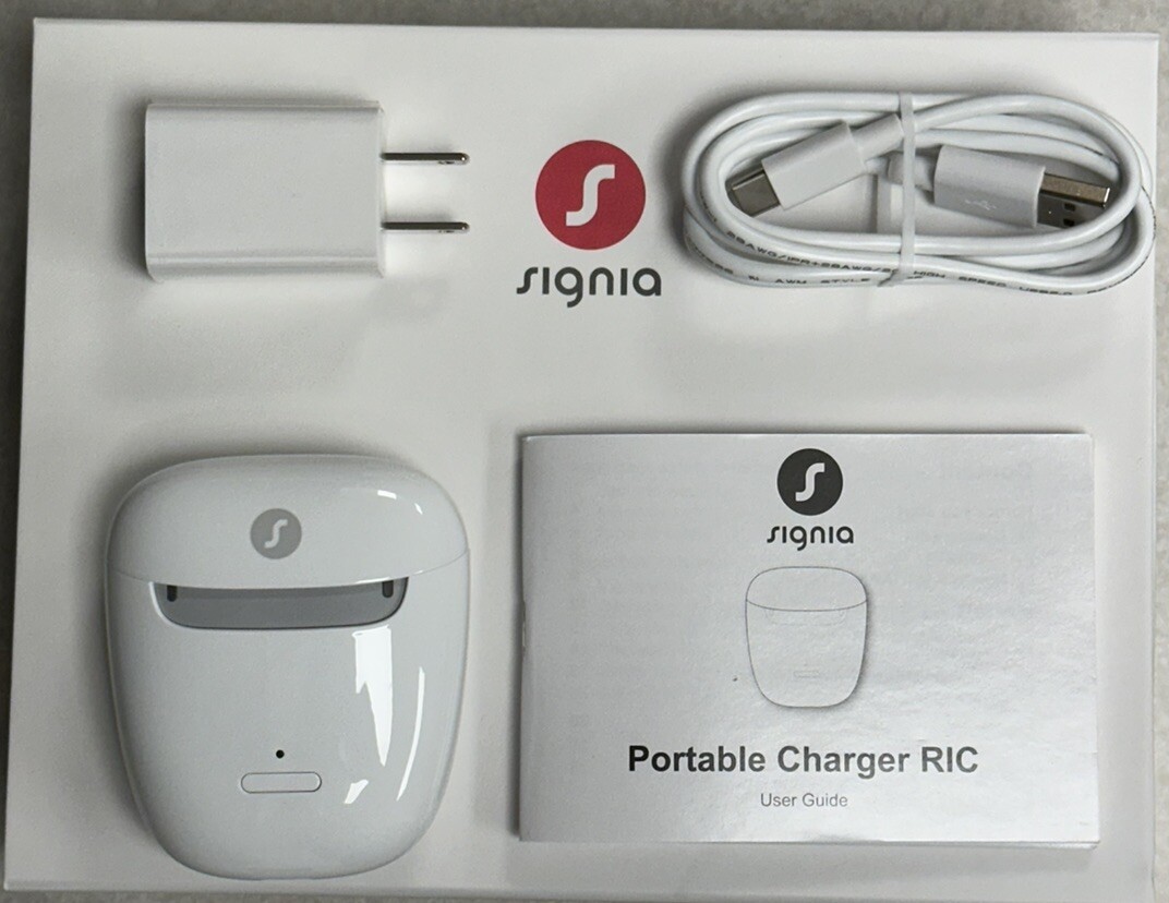 Signia Pure Portable Charger RIC W/ USB-C Cable, Wall Adaptor, Manual ...