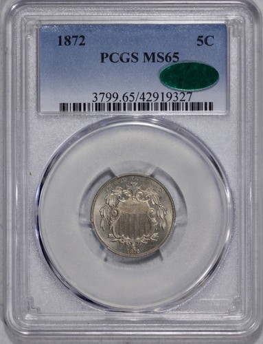 1872 Shield 5C Nickel PCGS MS 65 CAC Approved | eBay