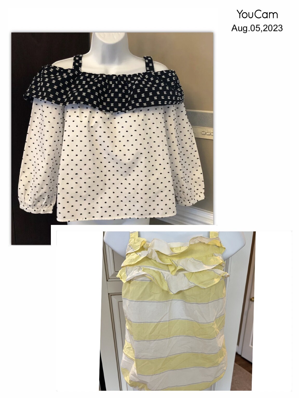 Lot of 2 XSP Petite LOFT Black White Dot Cami Cold Shoulder yellow ...