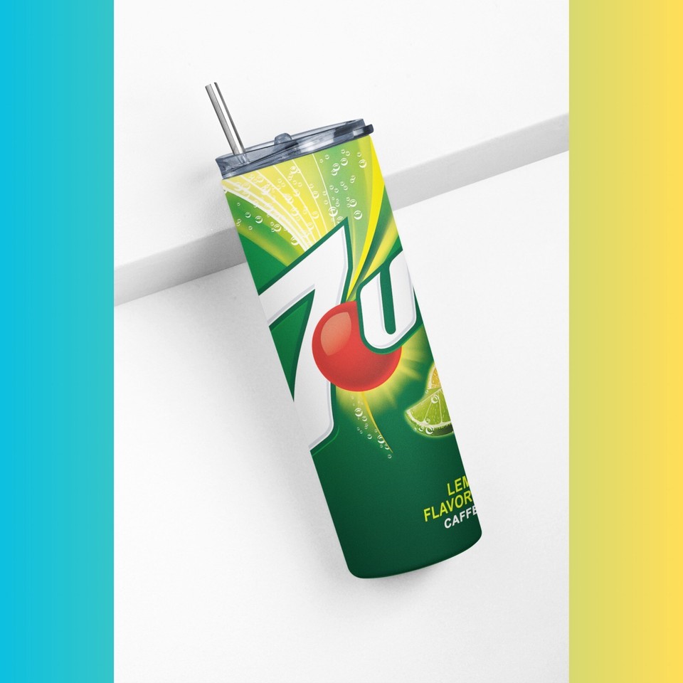7Up 20oz Tumbler With Metal Straw , Lid And A Free Gift Box | eBay