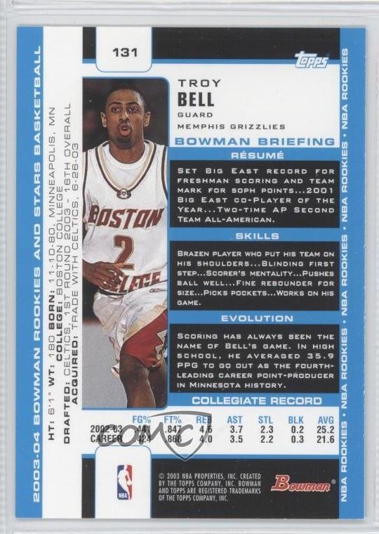 2003-04 Bowman Rookies & Stars Rookies Troy Bell #131 RC | eBay