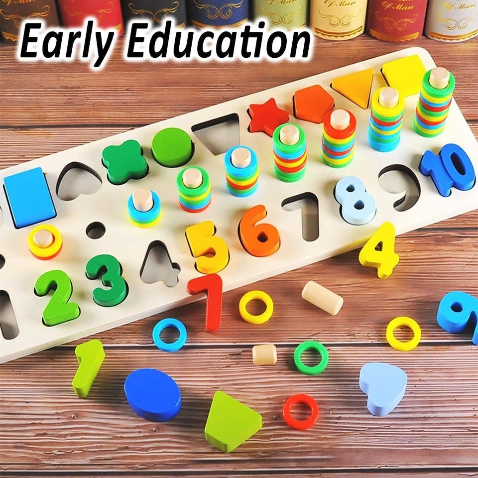 Assorted Wooden Shape Sorting Stacking Learning Blocks Game for ...