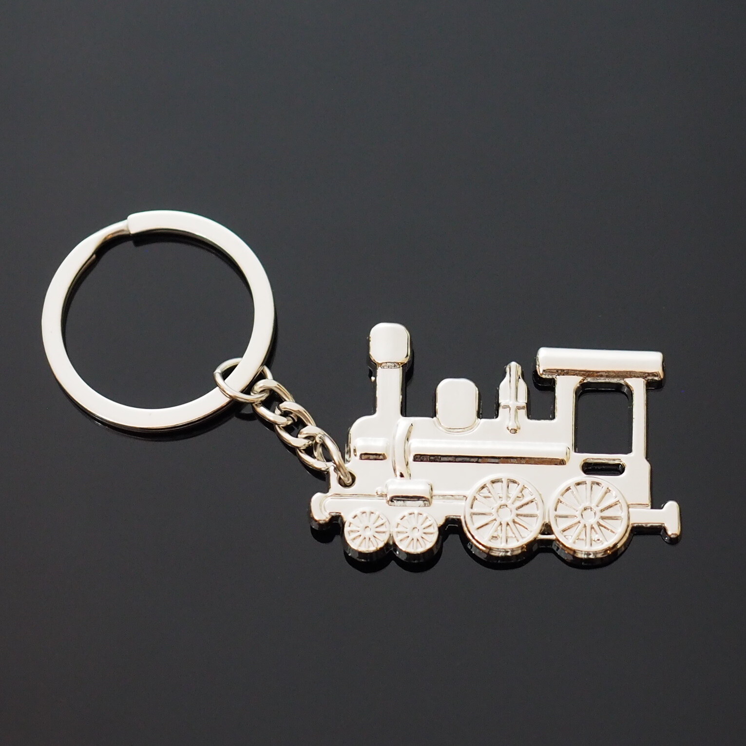 5x PCS Lot - Train Engine Chrome Steam Locomotive Keyring Keychain Key ...