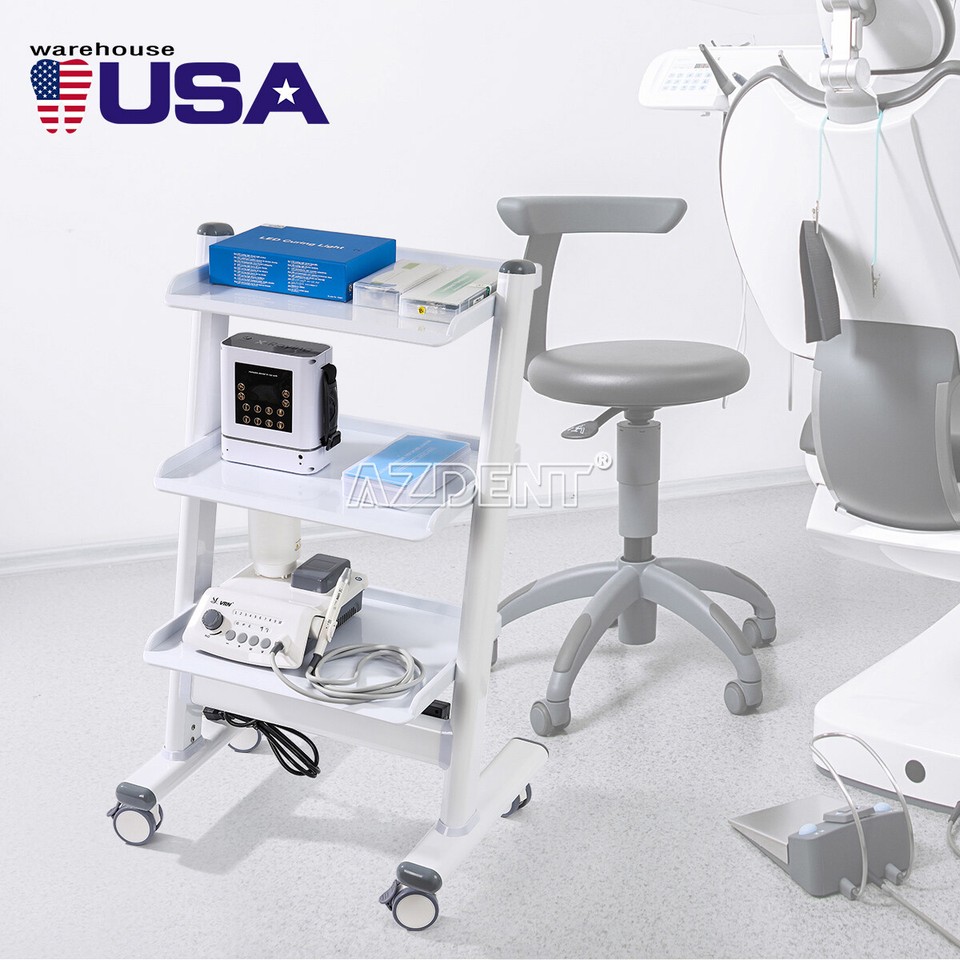 3 Layer Dental Trolley Mobile Instrument Cart Medical Tool Cart with ...