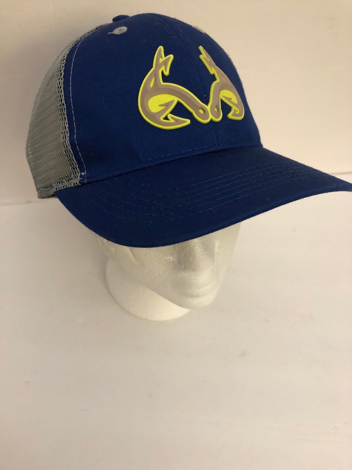 Q3 Hat Realtree Realtree Logo Blue with Gray Mesh Back Fishing Cap RARE ...
