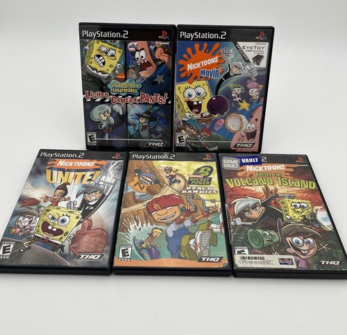 Nicktoons Lights Camera Unite Movin Volcano Beach Bandits PS2 Game Lot ...