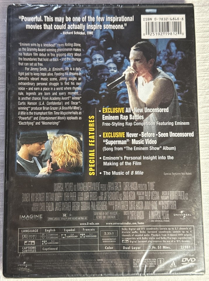 8 Mile (DVD, 2002) NEW SEALED Eminem Anthony Mackie Brittany Murphy ...