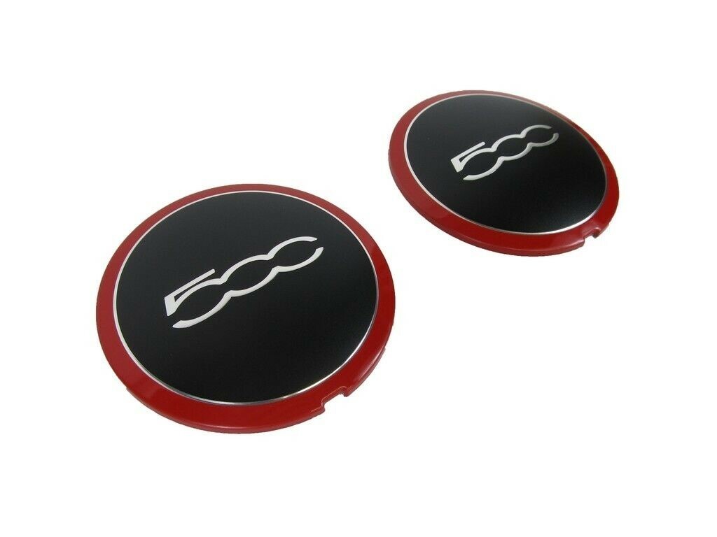 12-17 FIAT 500 WHEEL CENTER CAPS BLACK WITH RED TRIM SET OF 2 FIAT ...