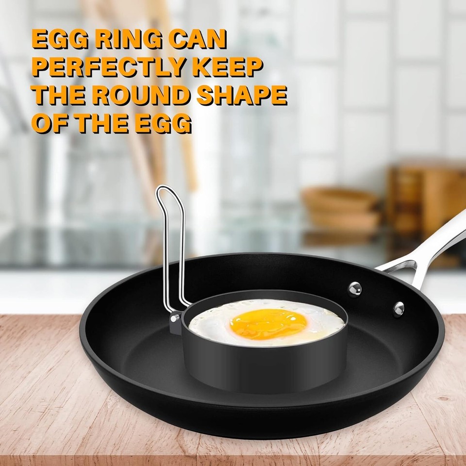 2 Pcs Round Egg Cooker Rings Stainless Steel Non Stick Egg Mcmuffin ...