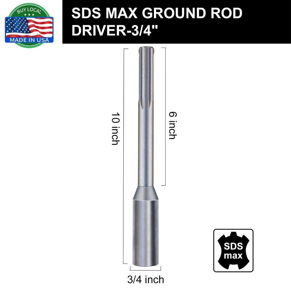 SDS Max Ground Rod Driver for 3/4” 5/8” Driving Ground Rods for All SDS ...