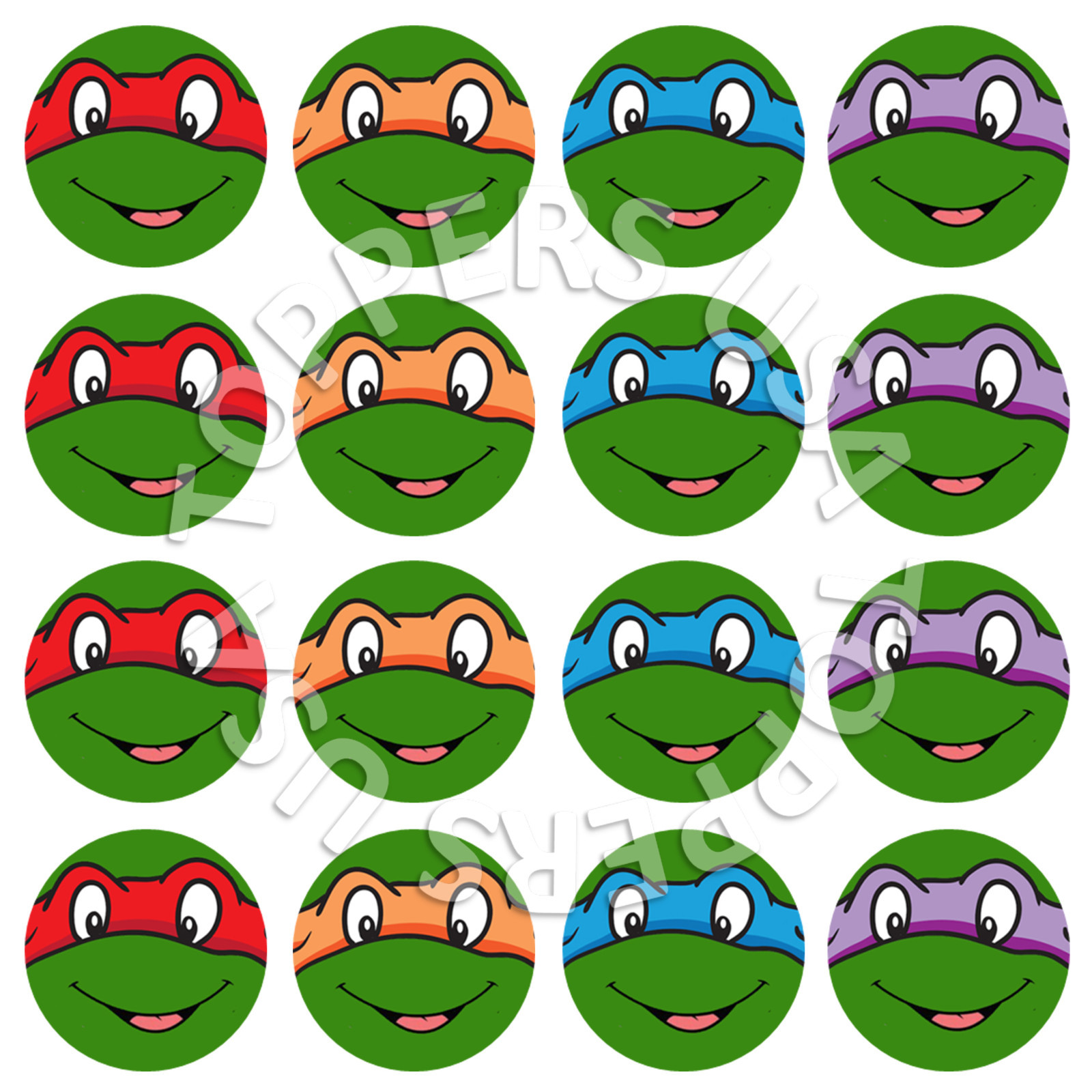 16x EDIBLE Teenage Mutant Ninja Turtles Cupcake Toppers Wafer Paper 4cm ...