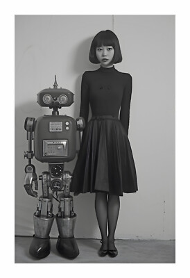1960s Asian Model and Vintage Robot Atomic Era Art Print jd6 | eBay