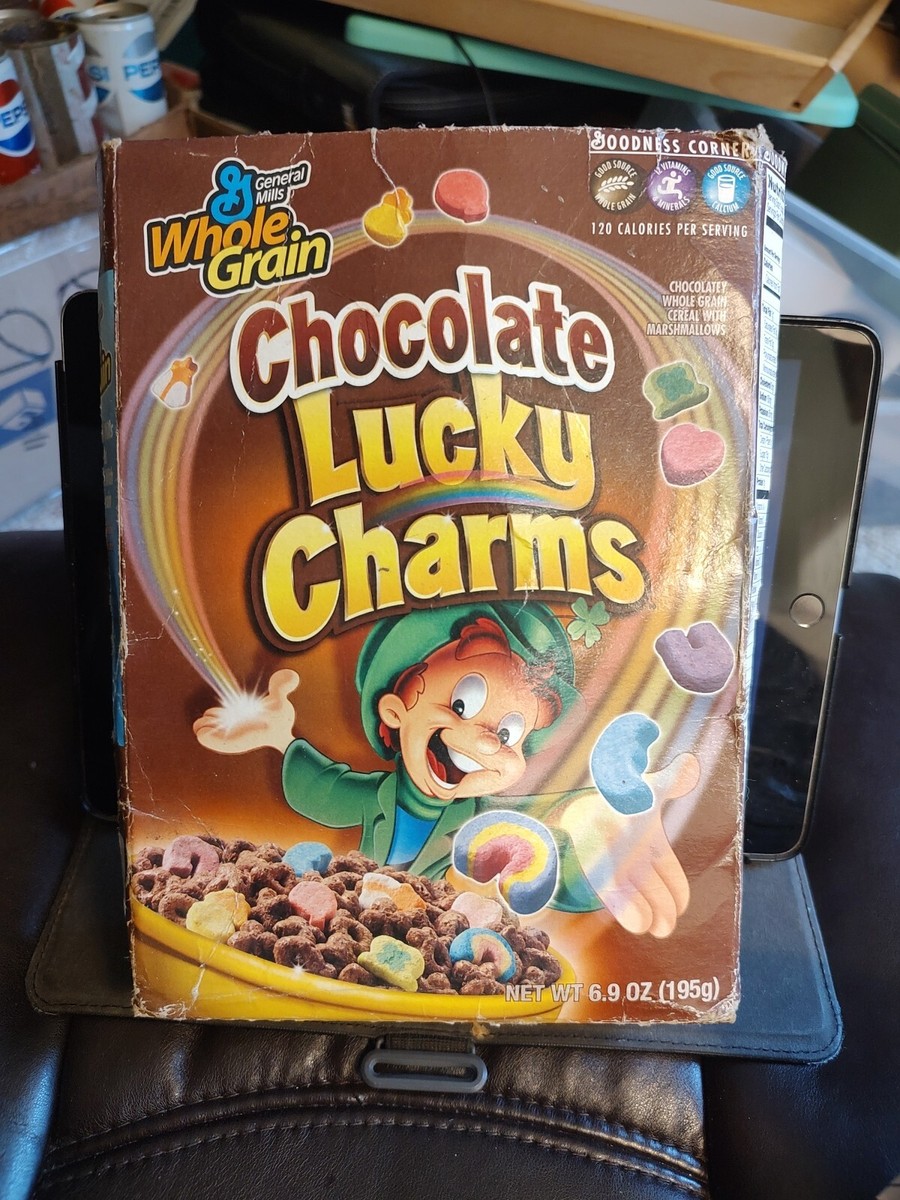 Chocolate Lucky Charms Cereal Box
