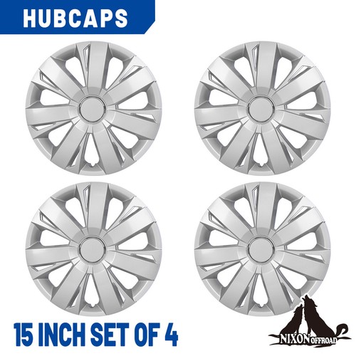 Set of 4 Silver Universal Wheel Cover Snap On Hub Caps For Car R15 ...