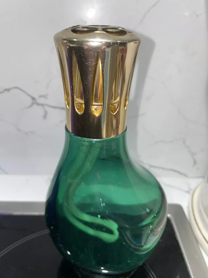 LAMPE BERGER PARIS LACRIMA GREEN GLASS CATALYTIC OIL LAMP + BURNER WICK ...