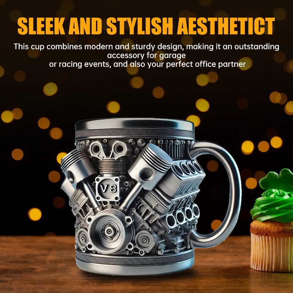 Unique 3D Car Engine Mugs Cup Stainless Steel Coffee Mug V8 Engines ...