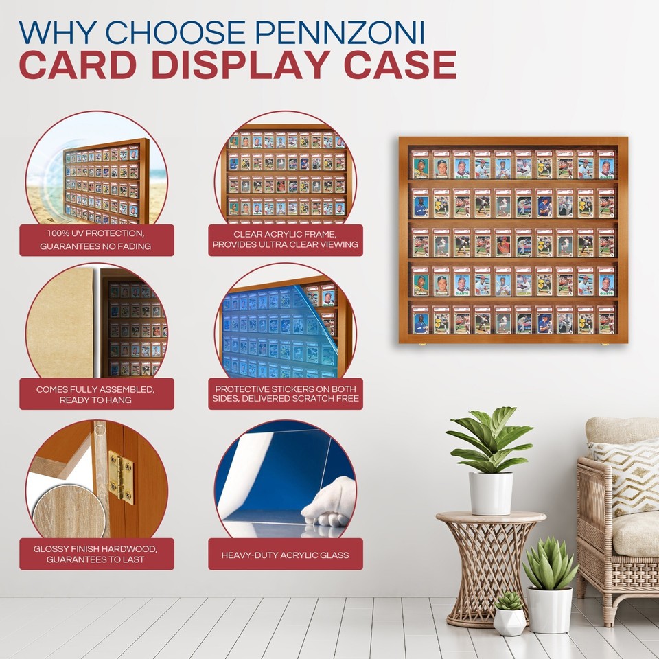 Baseball Card Display Case Sports Card Frame Lockable -Holds 50 PSA ...