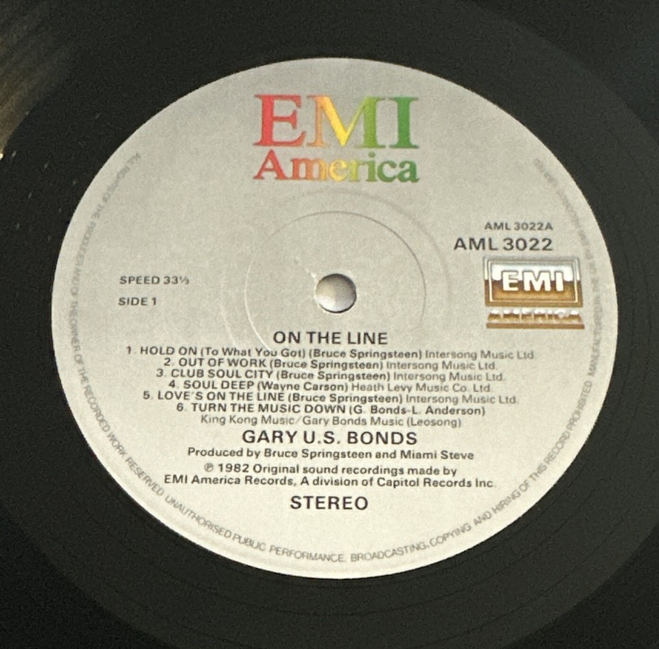 GARY U.S BONDS - "ON THE LINE “ LP VINYL RECORD EX / VG+ CONDITION ...