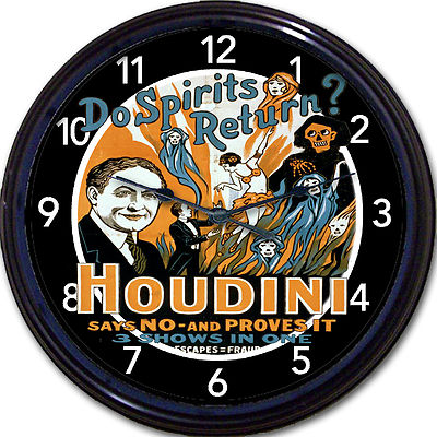 Harry Houdini Magic Magician Poster Wall Clock illusions Spirits ...