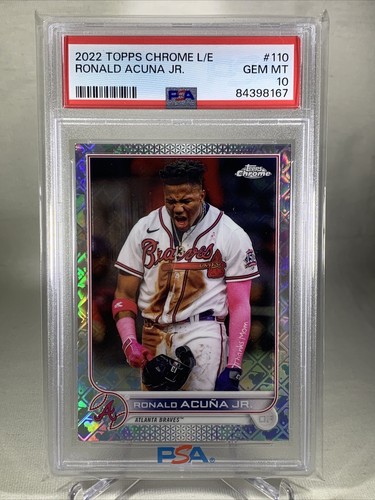 2022 Topps Chrome MLB Logo Refractor #110 RONALD ACUNA JR Braves PSA 10 ...