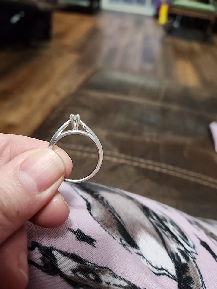 Platinaire Sterling Silver & Platinum Promise Ring Single Diamond Size ...