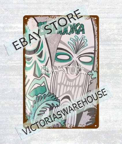 BAHOOKA TIKI HAWAIIAN BAR RESTAURANT ROSEMEAD California metal tin sign ...