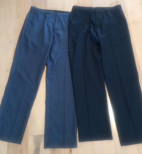 2pr Calvin Klein Dress Pants Mens 33 x 32 Poly Blend Crosshatch Pattern ...