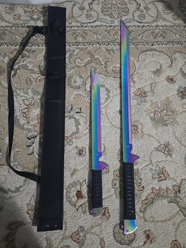 Ninja Sword Set Tanto Straight Blade Full Tang Dual Wielding 18” 29 ...