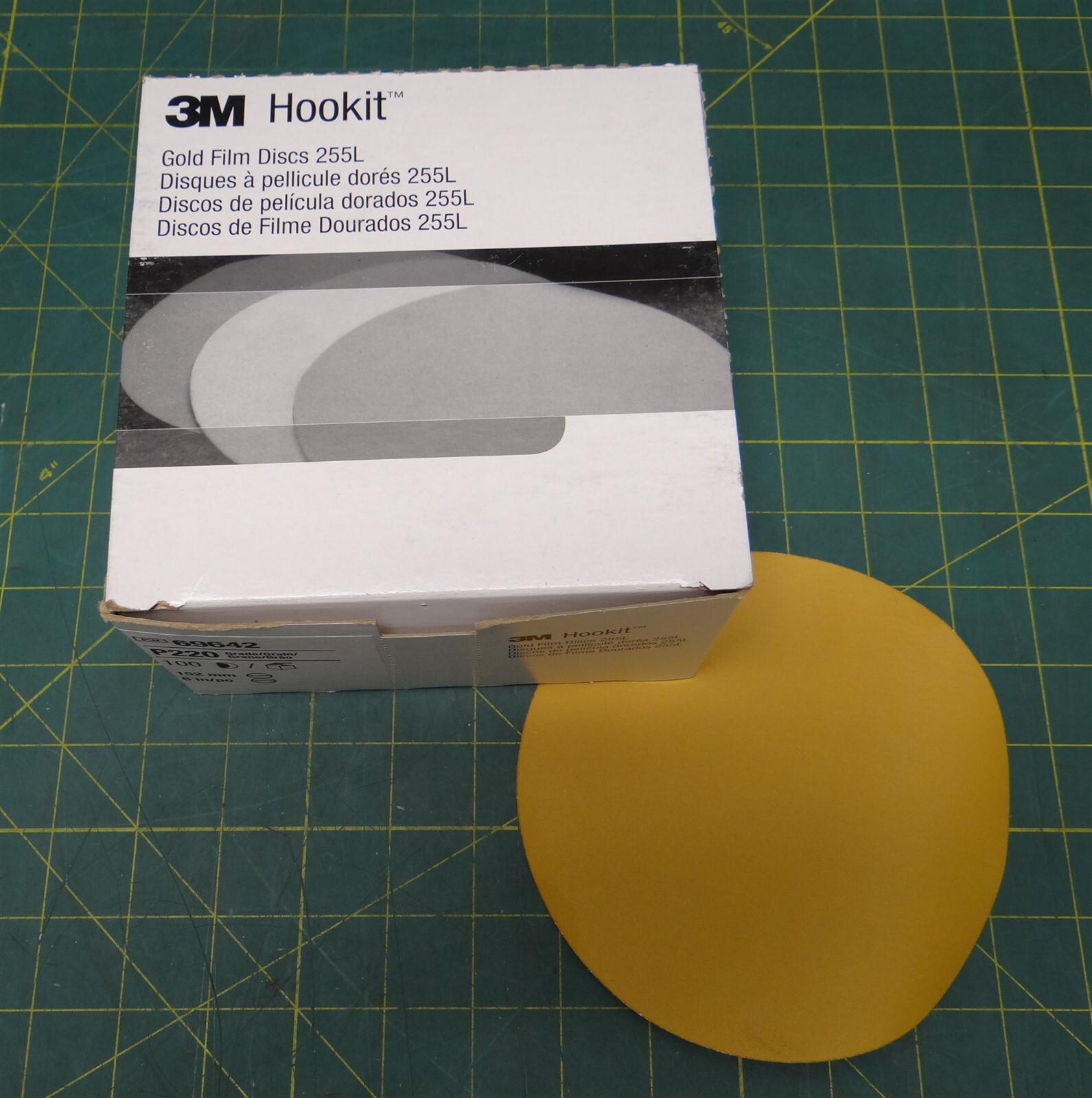 (Box of 100 Discs) 3M 69642 6" Diameter Hookit 255L Gold Film Discs ...