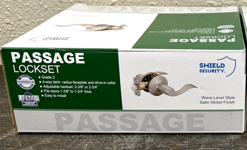 Shield Security Passage Lockset Satin Nickel Lever Style #913832 Brand ...