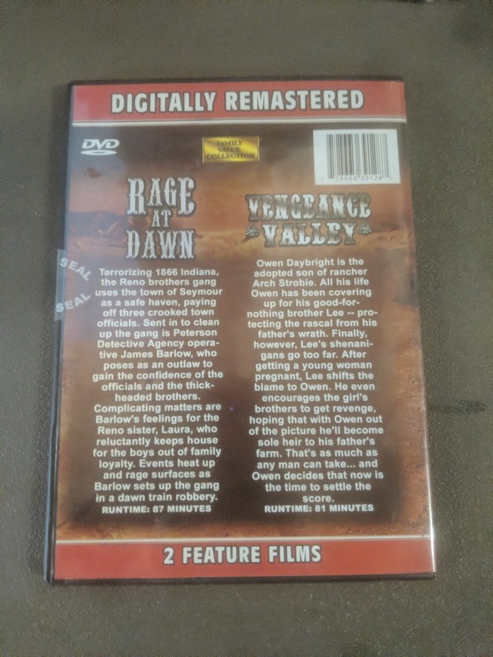 SHELF174e DVD ~ two feature films rage at Dawn vengeance valley | eBay
