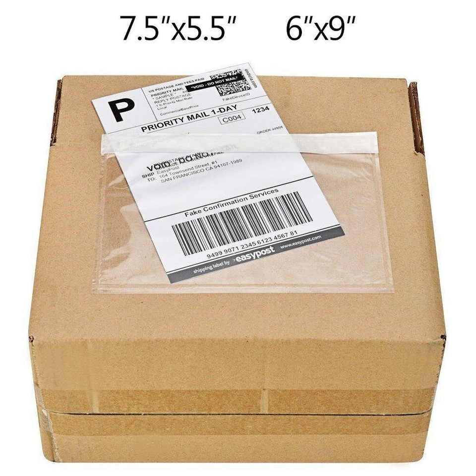 Clear Packing List 7.5”x5.5” 6”x9” Invoice Shipping Label Self ...
