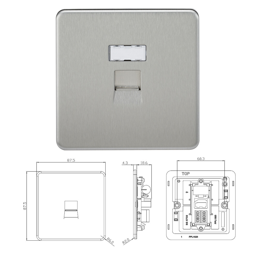 Screwless Brushed Chrome Switch Socket USB Dimmer Cooker Shaver Fuse ...