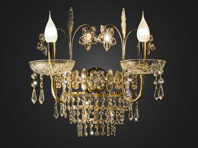 APPLIQUES IN CRISTALLO CLASSICO ORO A 2 LUCI BGA 286 DESIGN SWAROVSKY ...