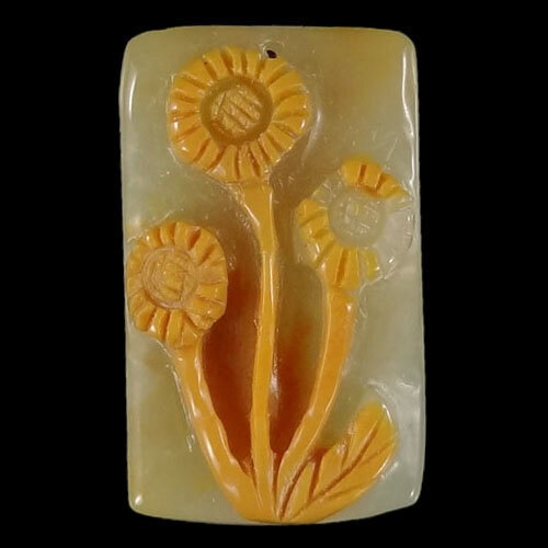 BH07417# Hand Carved Cameo Sunflower Multi-color Jade Pendant Bead ...