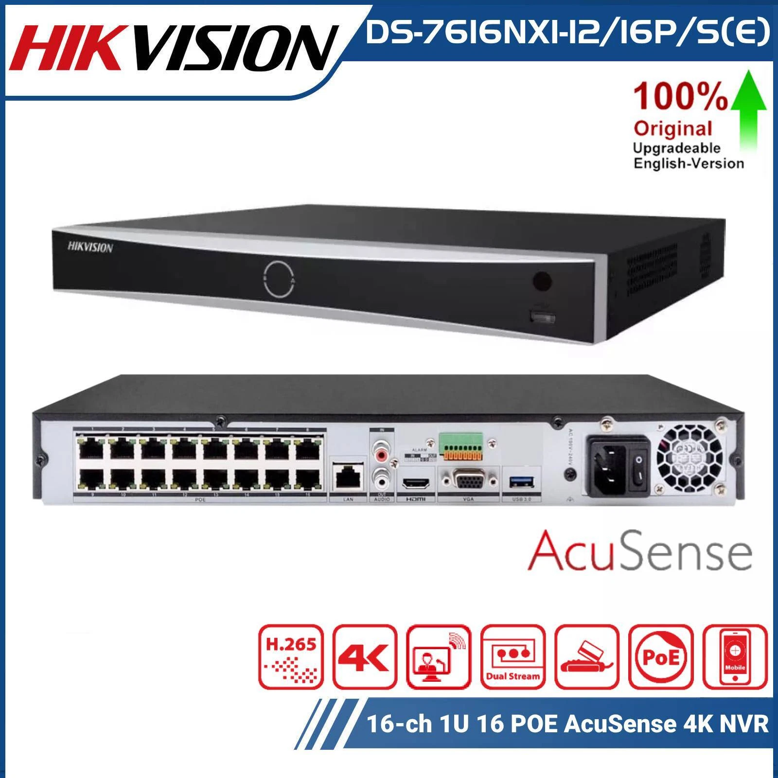 Hikvision 16-Kanal PoE 4K Netzwerk Video Recorder NVR DS-7616NXI-I2/16P/S(E) | eBay