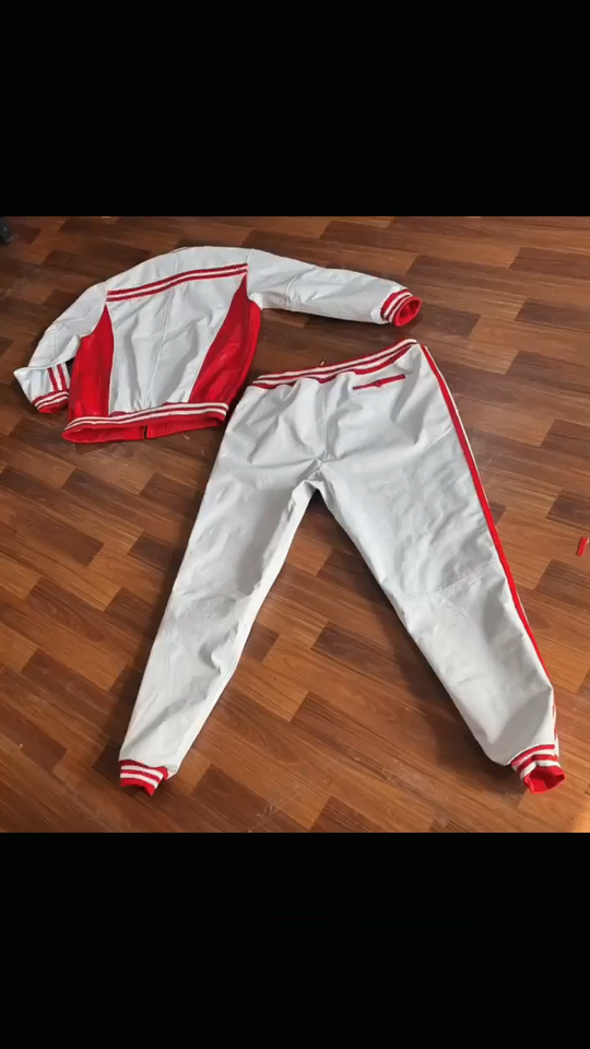 Tracksuit Men's Genuine Leather Jogging Set Handmade Custom Outfit ...