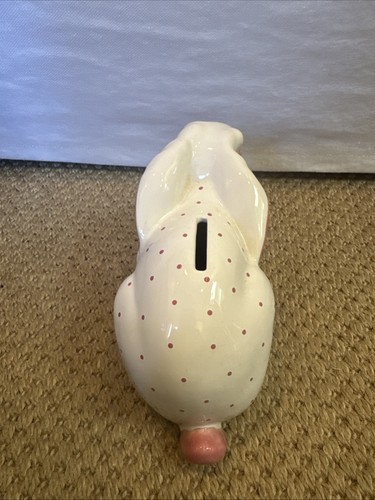 Tiffany & Co. Bunny Rabbit Bank White W Pink Polka Dots Hand Painted ...