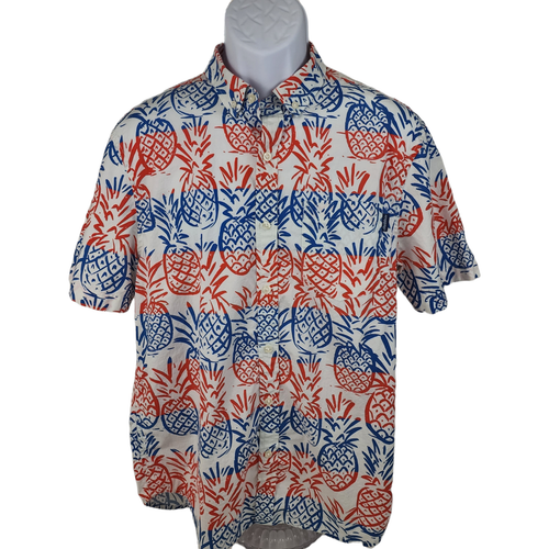 Chubbies Mens Pineapples Tropical Large Hawaiian Shirt Red White Blue ...