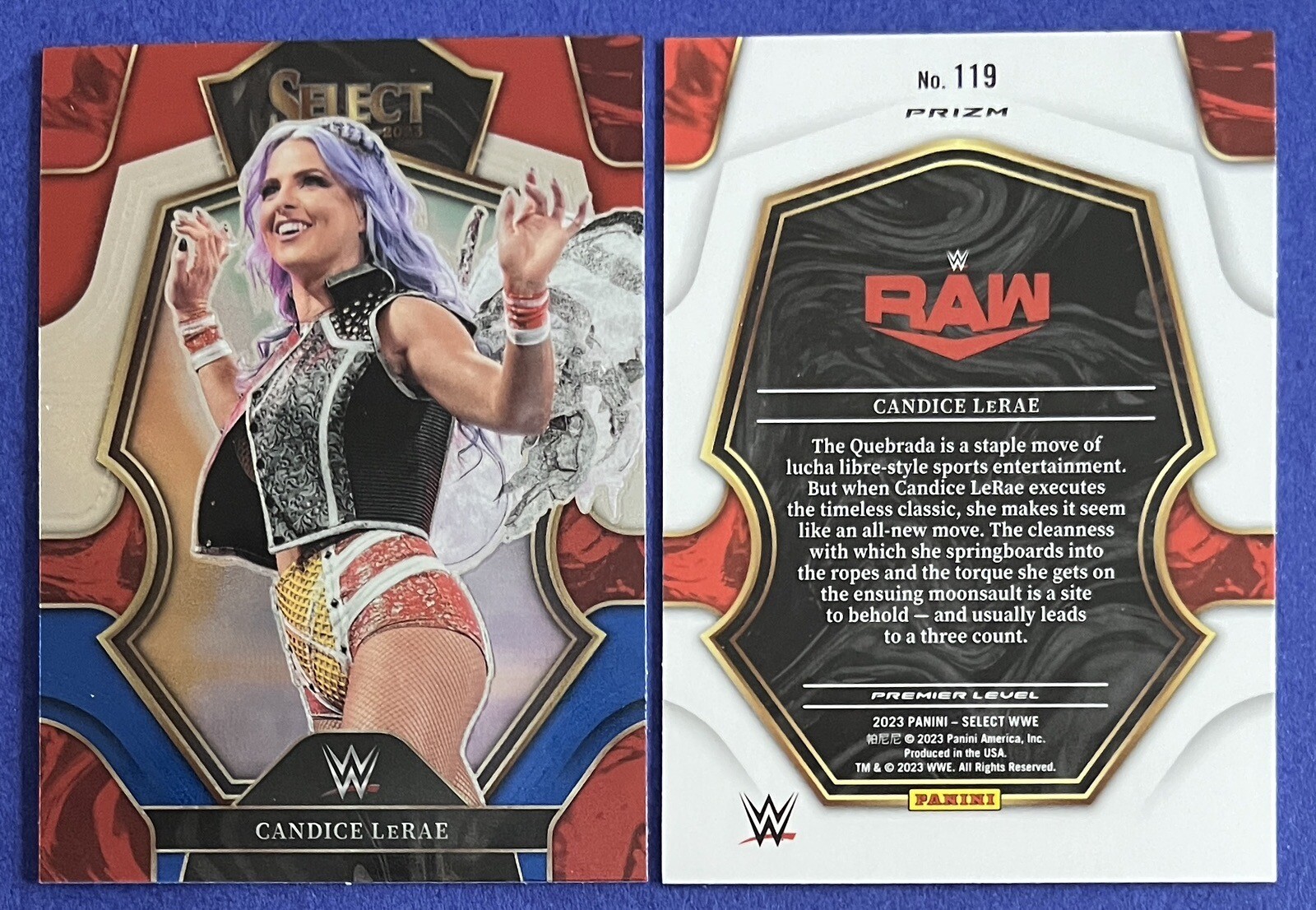 Candice Lerae 2023 Panini Select WWE PREMIER LEVEL Card #195 (RED BLUE ...