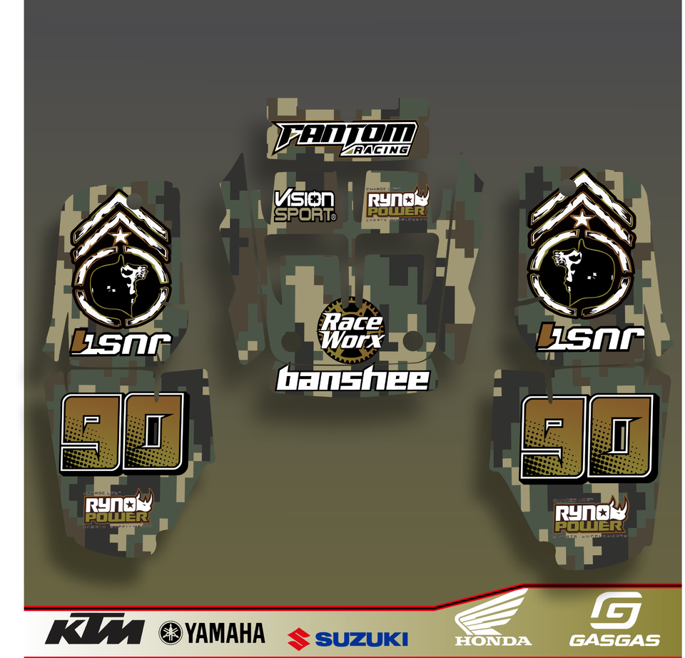 Yamaha Banshee 350 ATV Military Camo Fantom Race Worx Graphics Kit ...