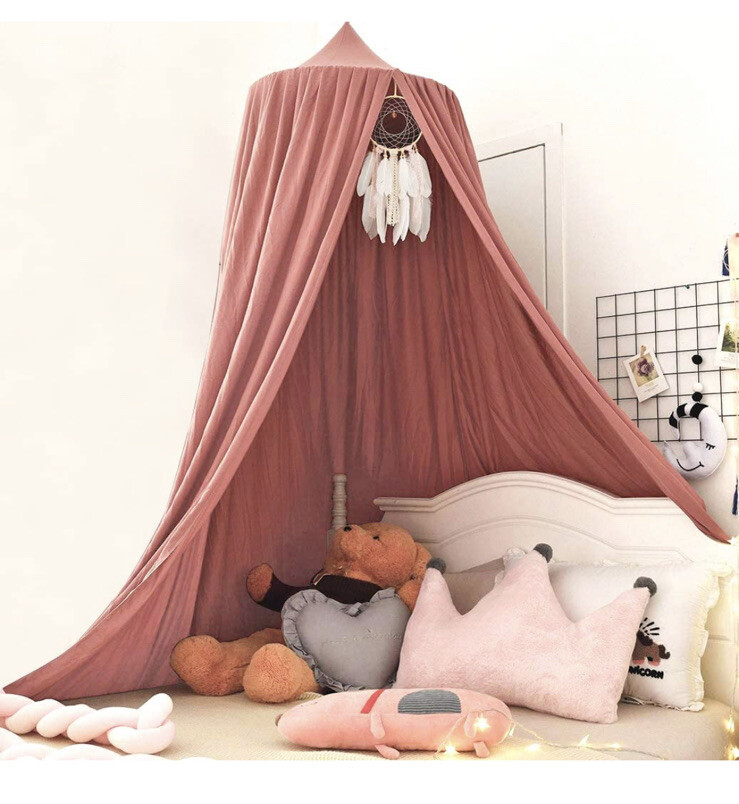 Kertnic Bed Canopy for Girls, Soft Pink Princess Canopy Dreamy Decor ...