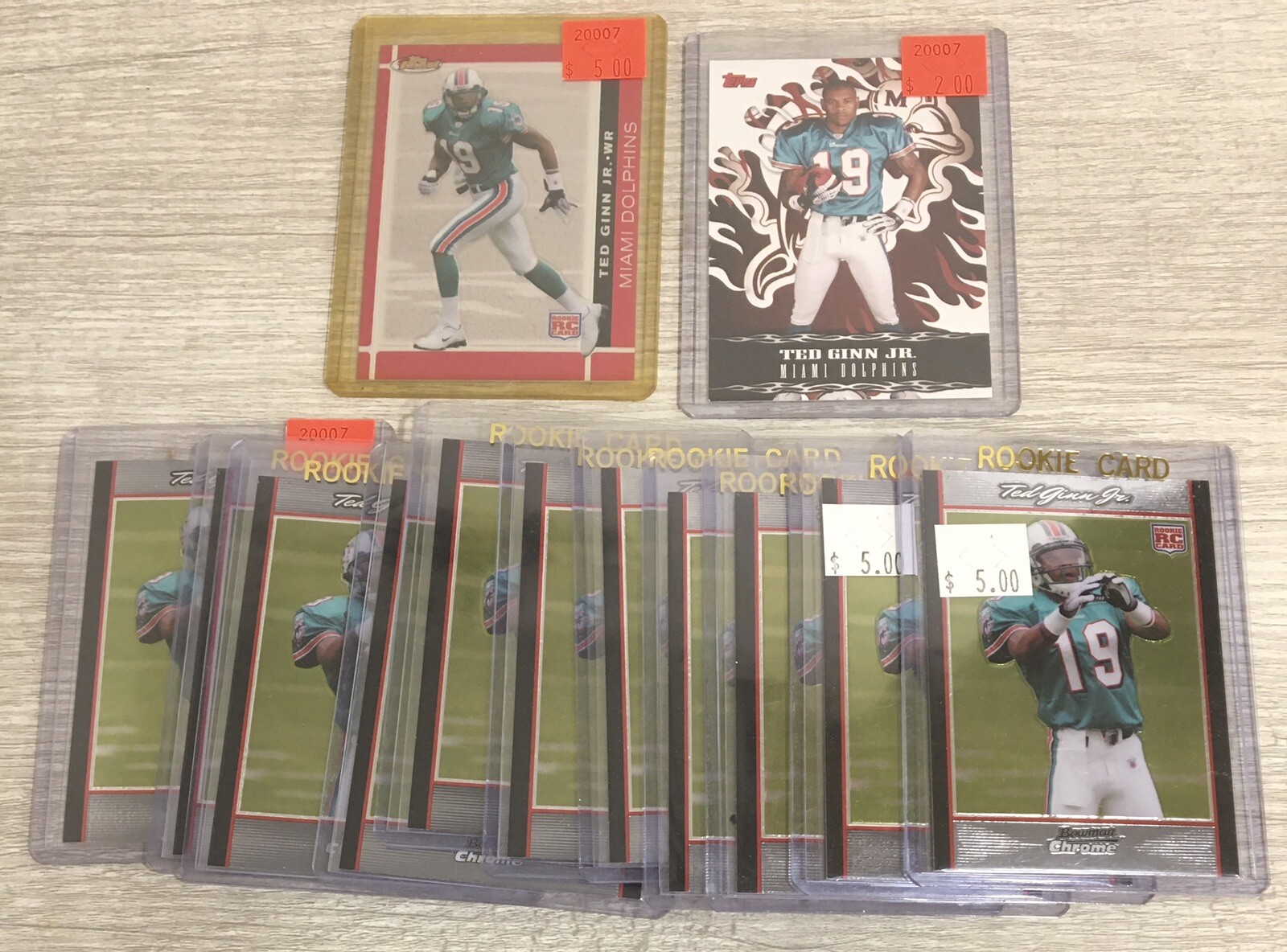 2007 NFL Rookie WR Ted Ginn Jr. 13-RC Lot Bowman Chrome Topps Finest U2 ...