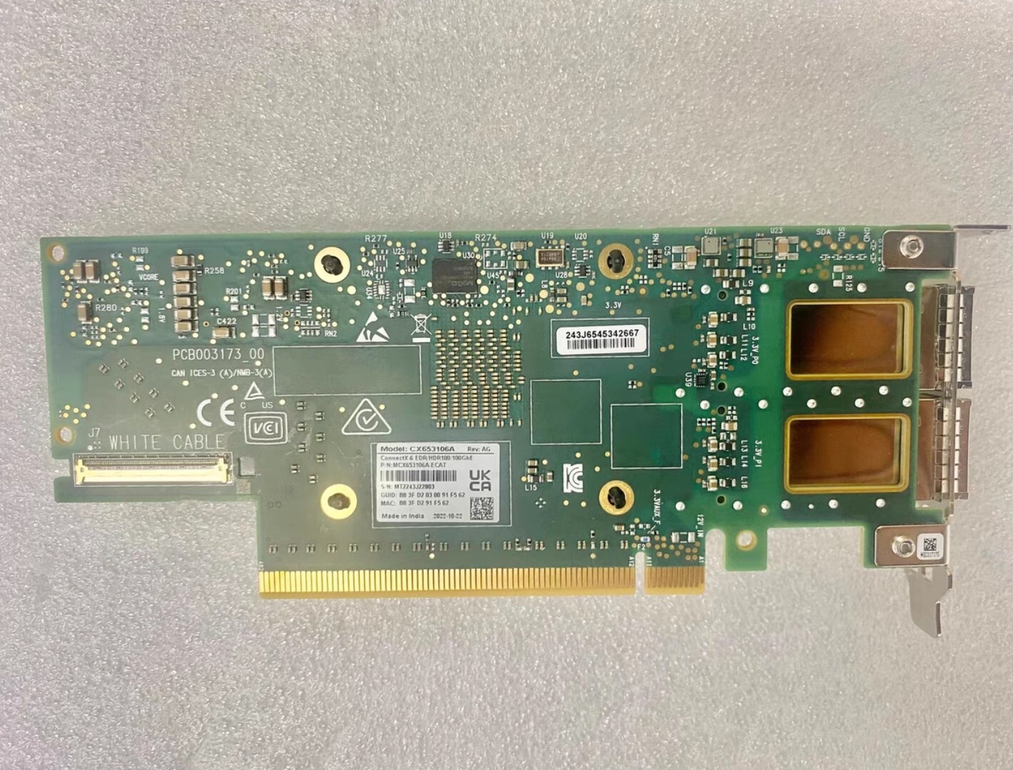 Mellanox ConnectX-6 HDR 100Gb Adapter QSFP56 PCIe4 CX653106A MCX653106A ...