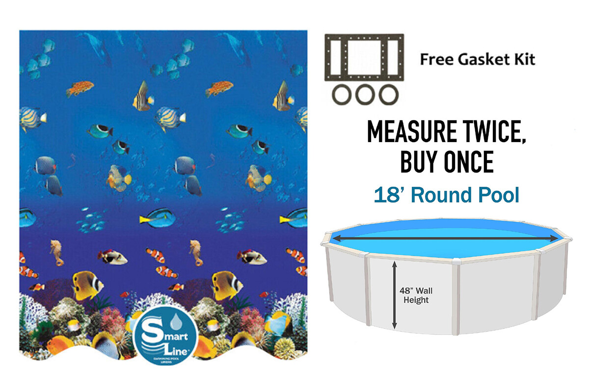 Smartline 18' x 48" Round Above Ground UniBead Swimming Pool Liner - 25 ...