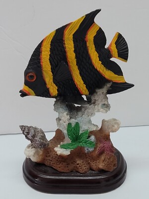 Rare 6" Tropical Angel Fish Coral & Shells Small Nautical Sculpture ...